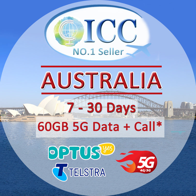 ICC SIM Card - Australia 5-27 Days Data + Call*/Telstra/Optus (Self-ac ...