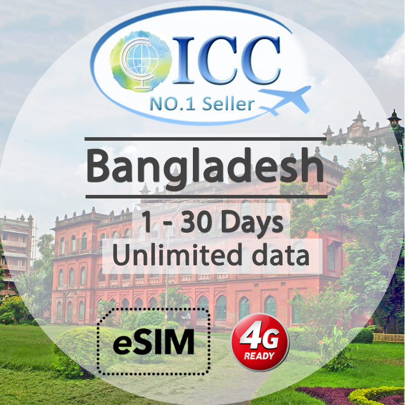 ICC eSIM - Bangladesh 1-30 Days Unlimited Data SIM (24/7 auto deliver ...