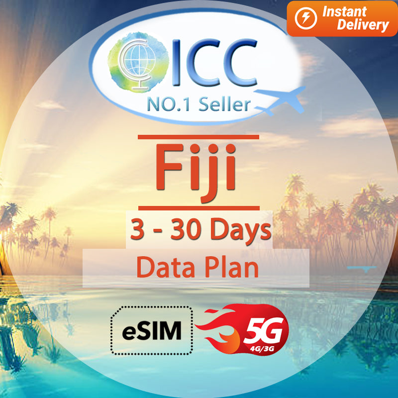 ICC eSIM - Fiji 3-30 Days Data +SMS Package — International Card Center