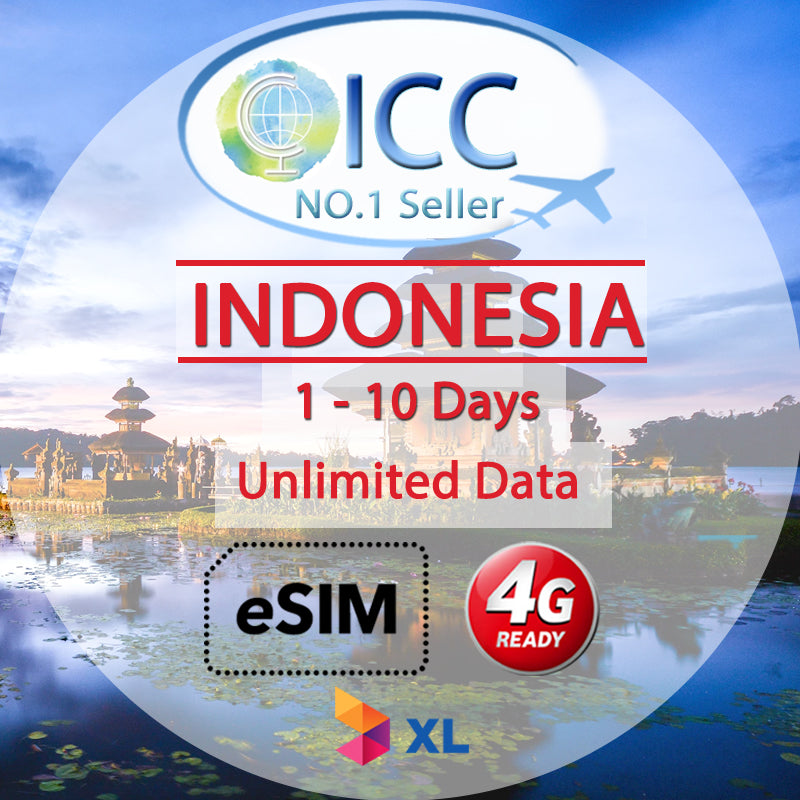 ICC eSIM - Indonesia 1-30 Days Unlimited Data (XL axiata) (24/7 auto d — International Card Center