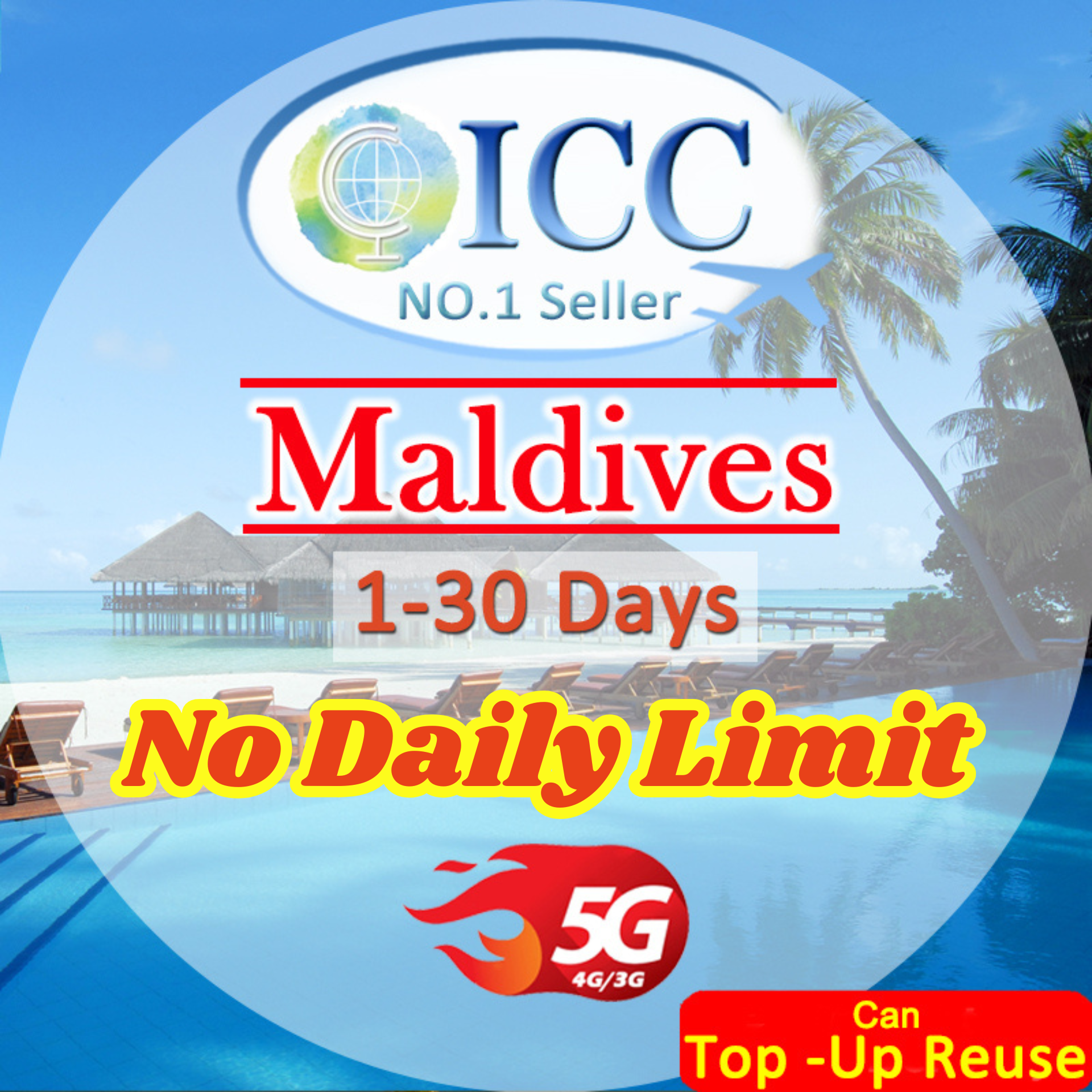 ICC SIM Card - Maldives 1-30 Days Data SIM Card | No Daily Limit | Can ...