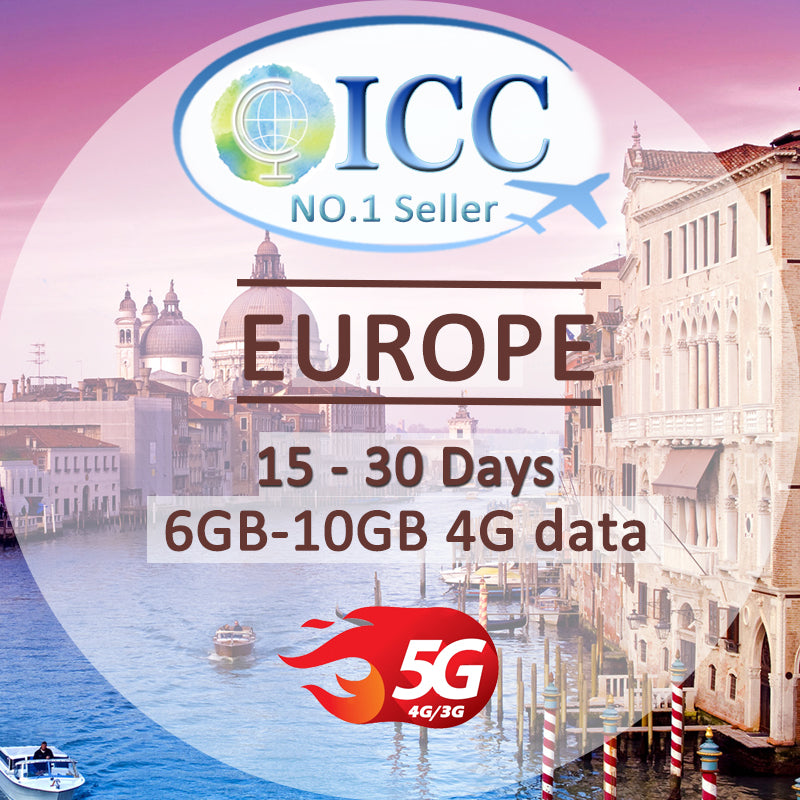 ICC SIM Card - Europe EU-C 15-30 Days 6GB/10GB 5G/4G Data ...