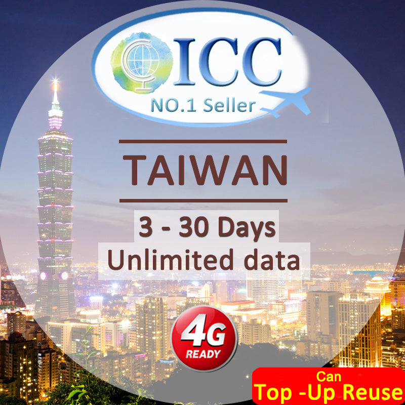 ICC SIM Card - Taiwan 3-30 Days Unlimited Data (Can top up and reuse ...